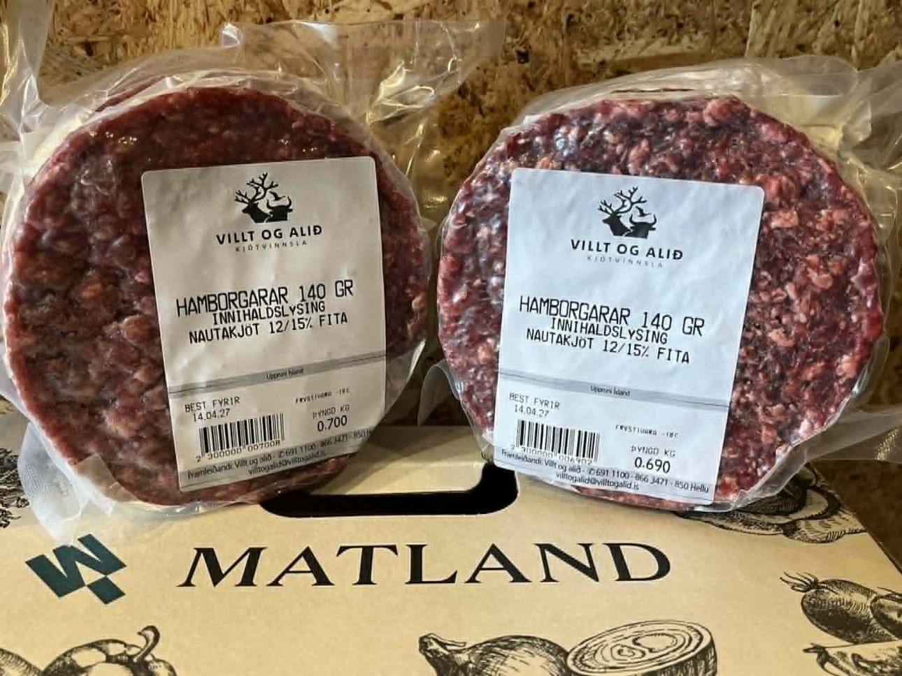 Hamborgarar frá Villt & alið, 10 stk. x 140 g - Matland